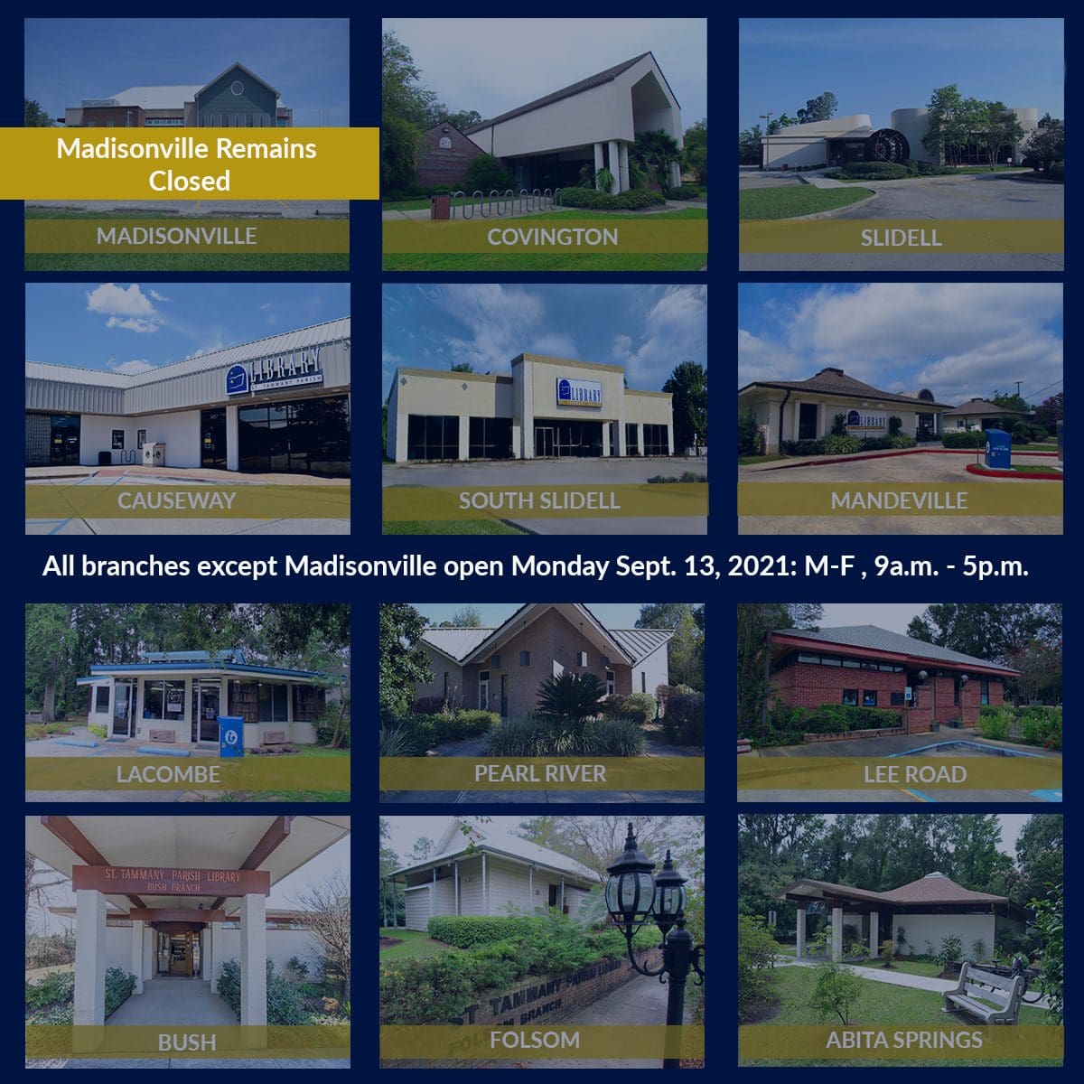 Eleven St. Tammany Parish Library Branch Locations Open Monday ...